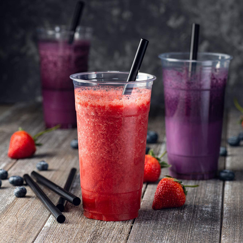 100pcs Black Plastic Boba Straws, Extra Wide Disposable Smoothie Straws ...