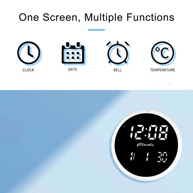 High definition Led Wall Clock With Multiple Functions Time - Temu