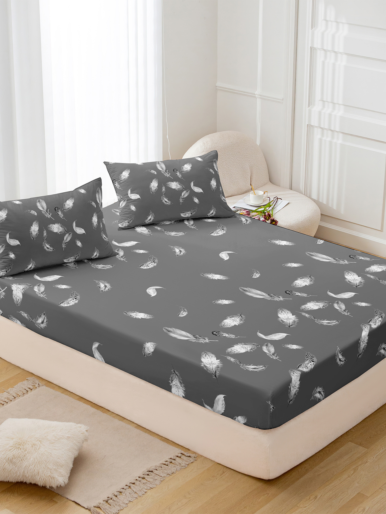 Luxurious Gray Fitted Sheet Patterns Soft - Temu