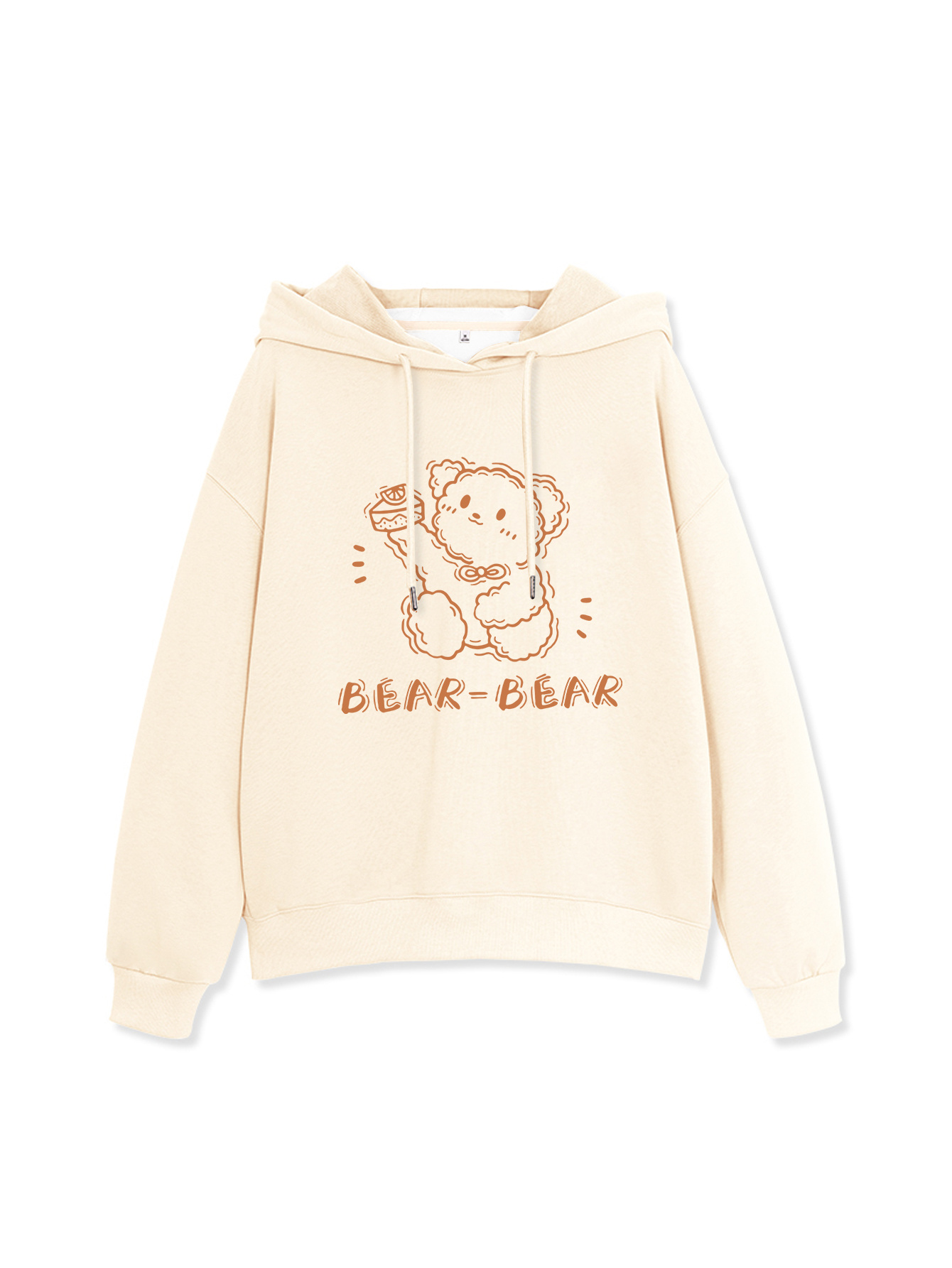 Cartoon Bear Graphic Drawstring Thermal Hoodie Casual Printed Long Sleeve Hoodies Sweatshirts ...