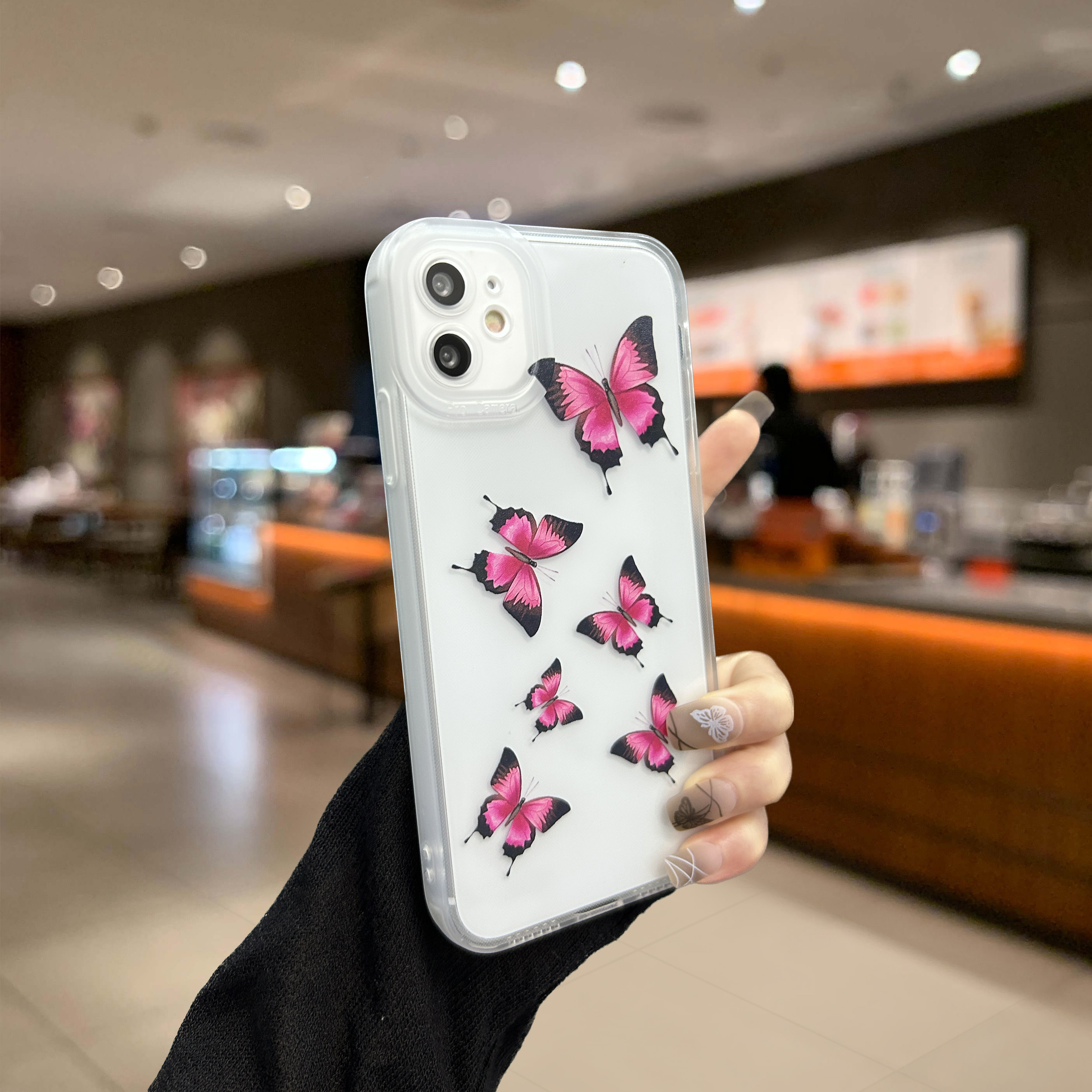 Elegant Pink Butterfly Pattern Phone Case For Iphone14 14plus 14pro ...
