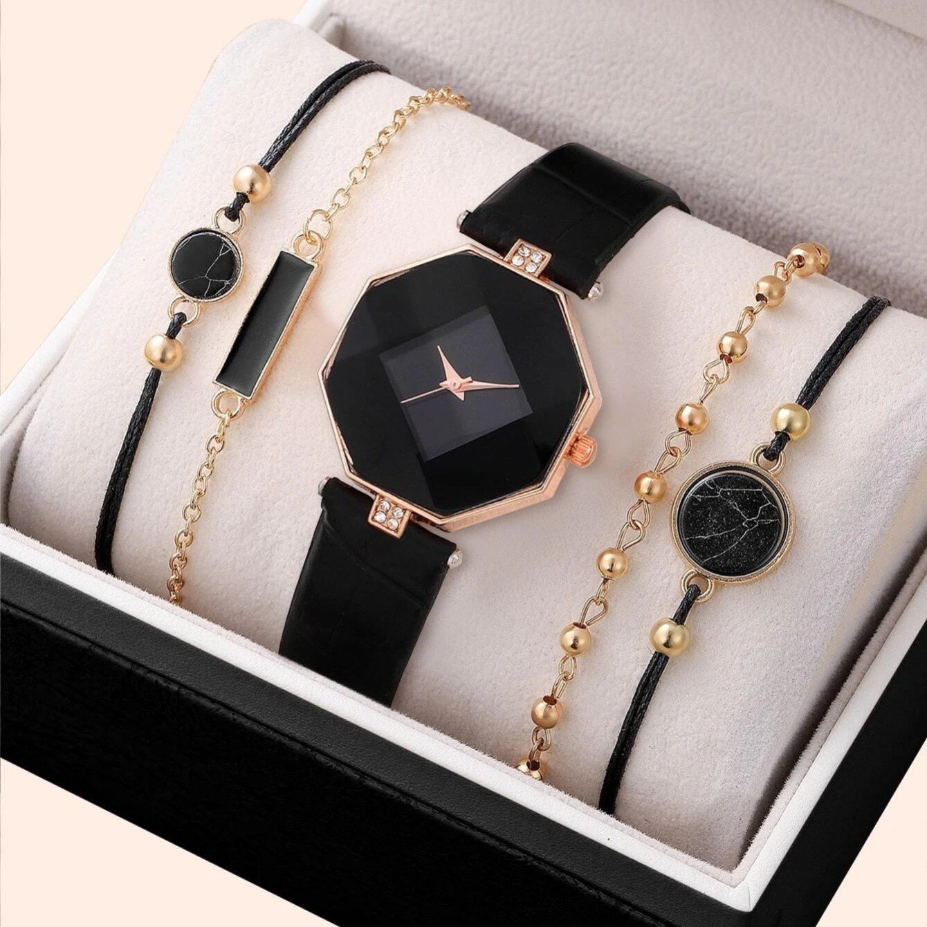 5pcs Set 1pc Stylish Polygon Minimalist Quartz Watch 4pcs Stylish ...