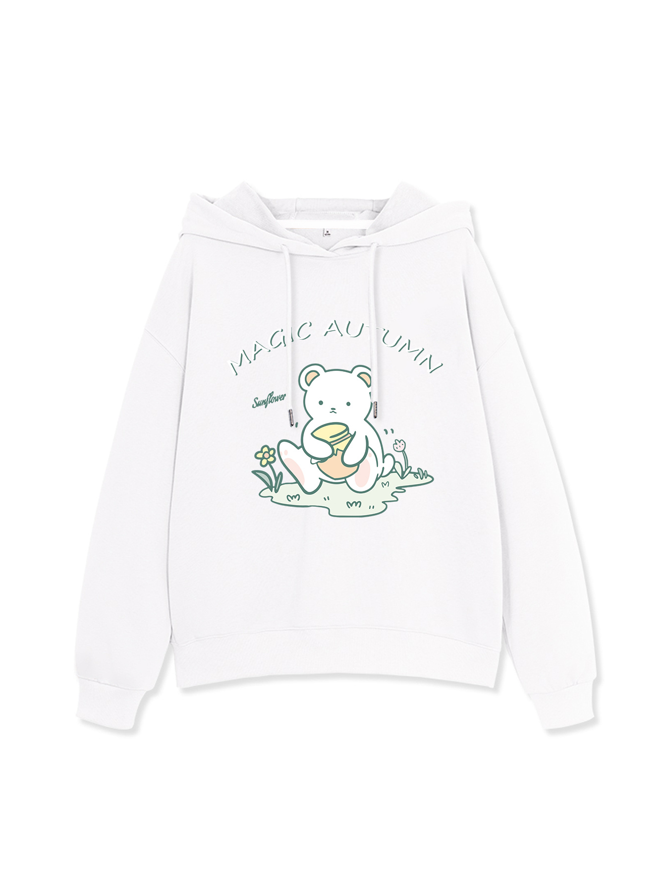 Cartoon Bear Graphic Drawstring Thermal Hoodie Casual - Temu