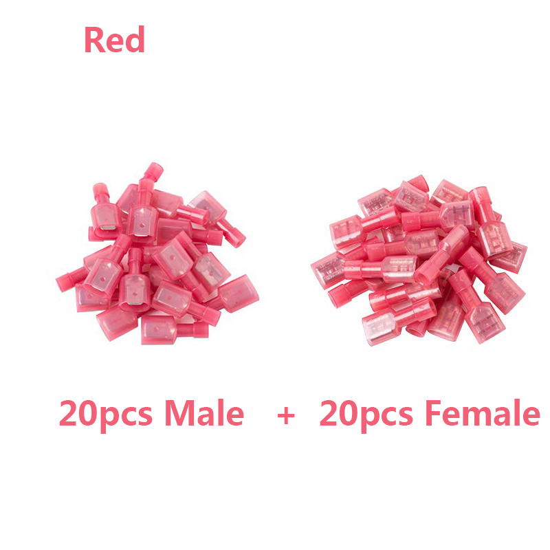 40pcs Male And Female Spade Wire Connectors Nylon Fully Insulated ...