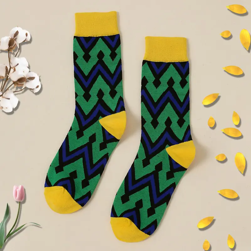 Novelty Geometric Pattern Colorblock Socks Comfortable Temu New Zealand