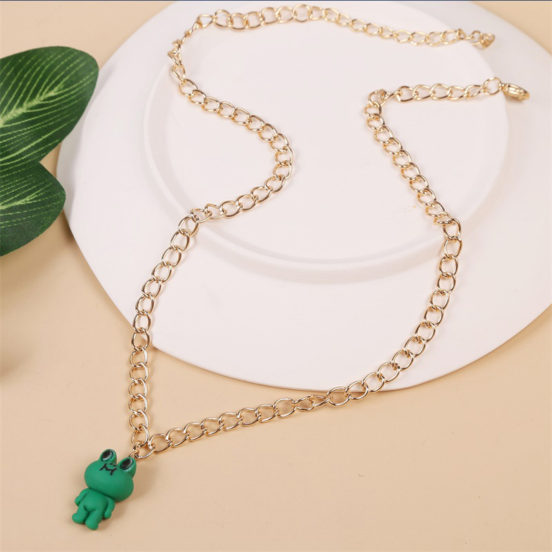 Chunky Chain Necklace Cute Resin Frog Shape Pendant Cartoon - Temu New ...