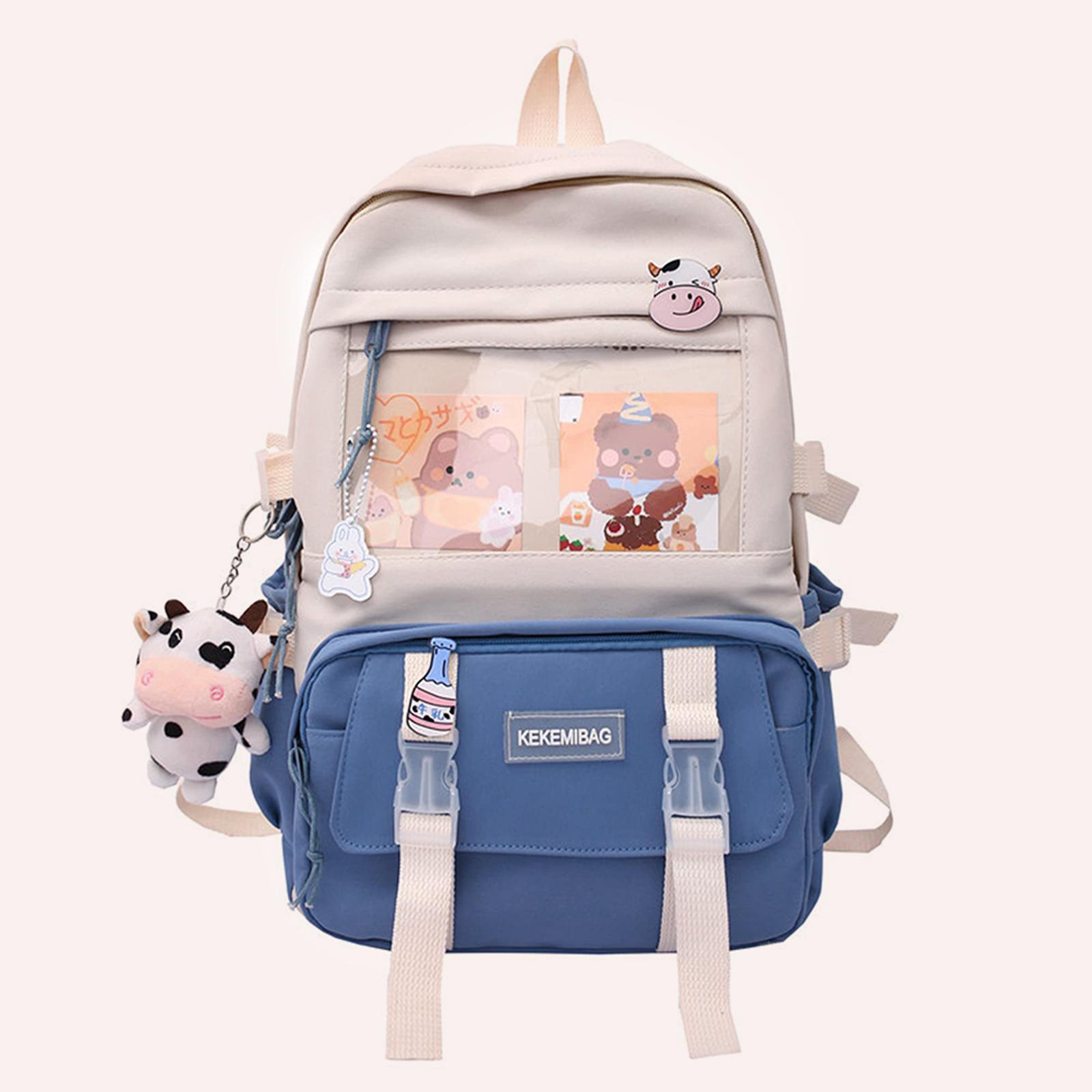 Women's Colorblock Large Capacity Backpack Harajuku Style Cartoon ...