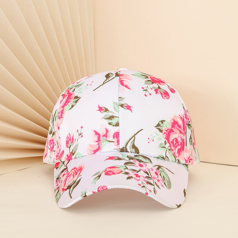 Rose Print Baseball Cap Black/white Curved Brim Hat Summer - Temu