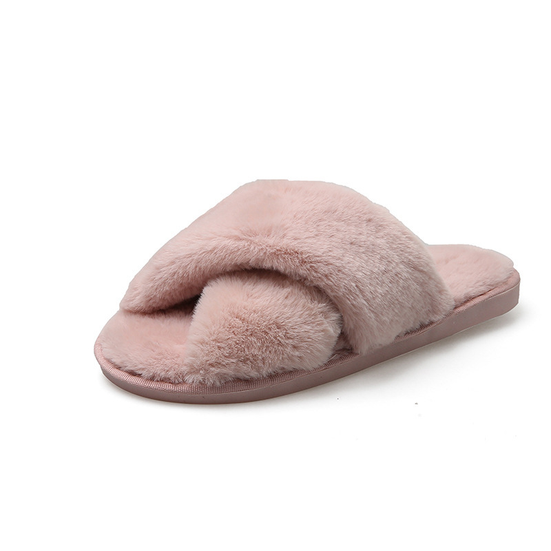 Solid Color Slippers Casual Slip Plush Lined Shoes - Temu