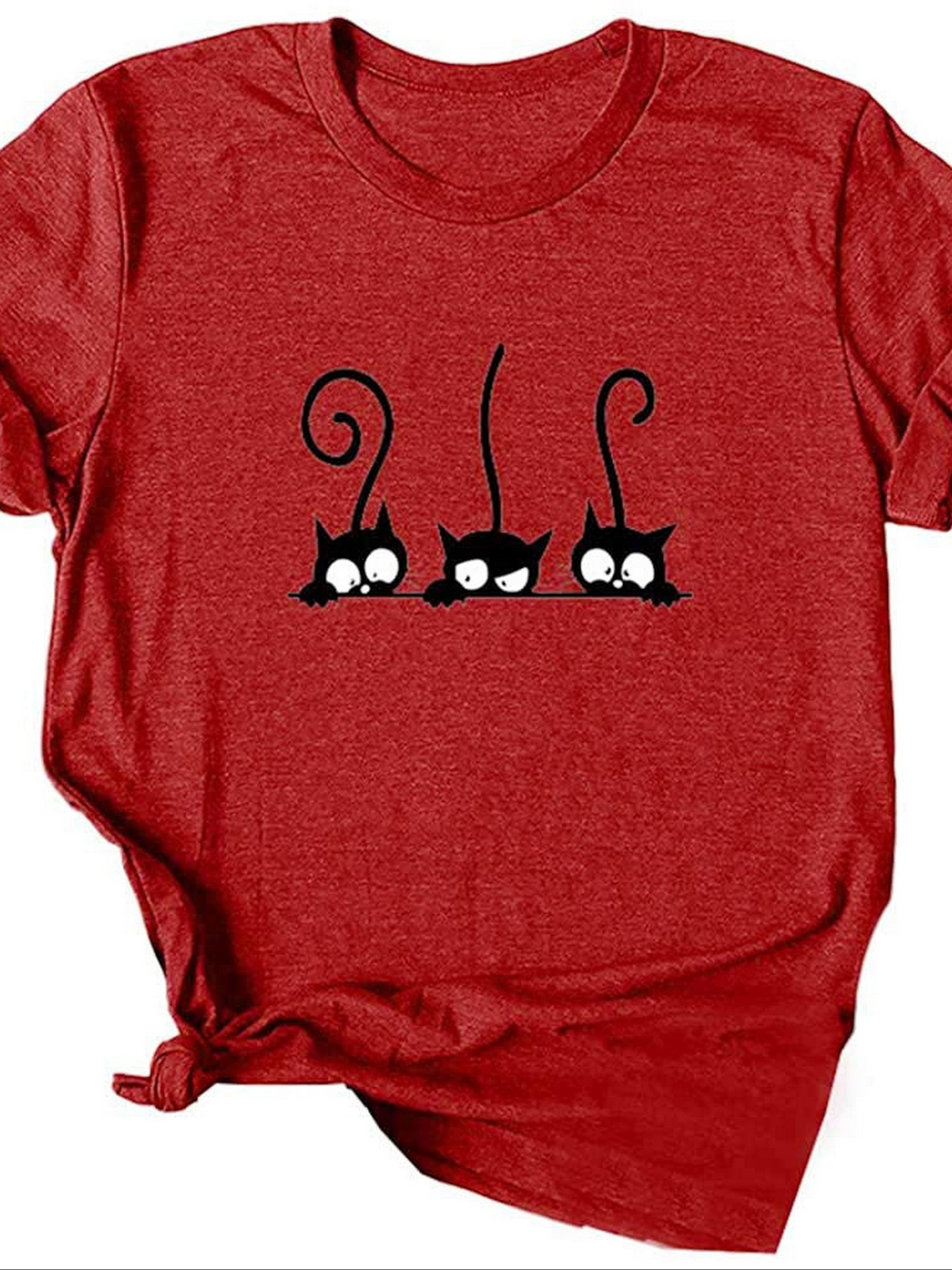 Women's T shirt Cats Print Short Sleeve Round Neck Simple - Temu United ...