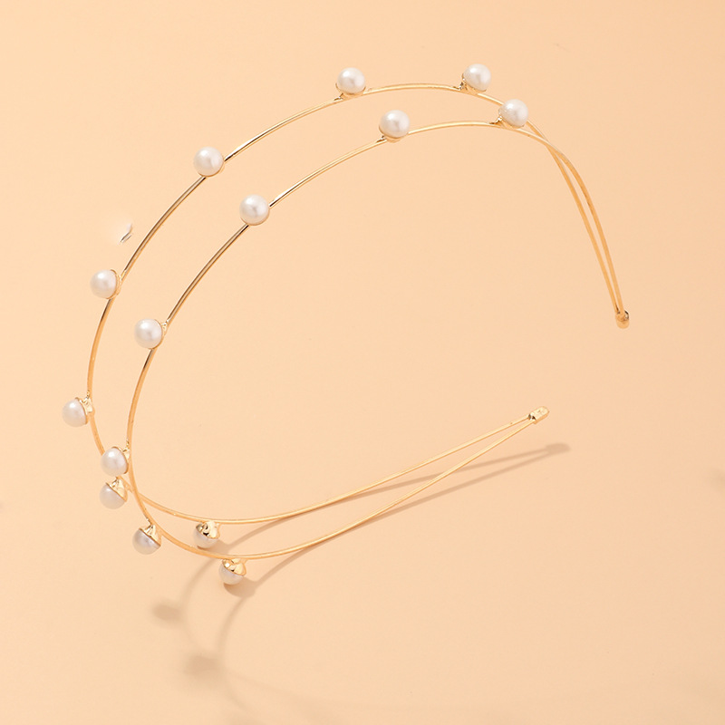 pearl double women wedding metal headbands - Temu Norway