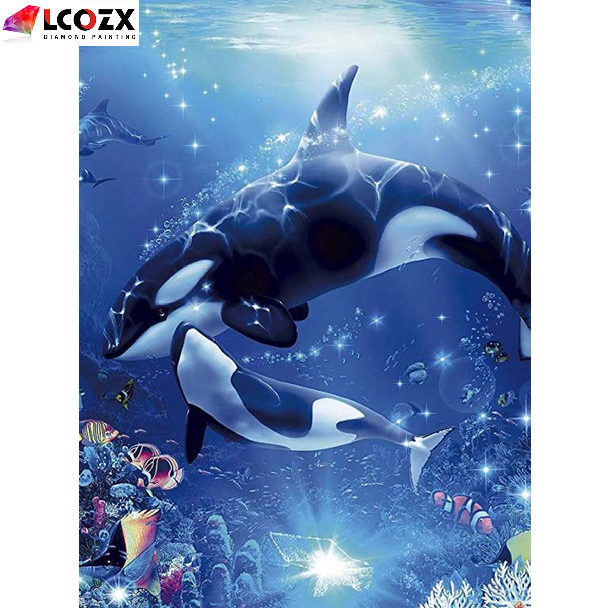 1pc Family Dolphins Artificial Diamond Painting 5d Ocean Animals Diy ...