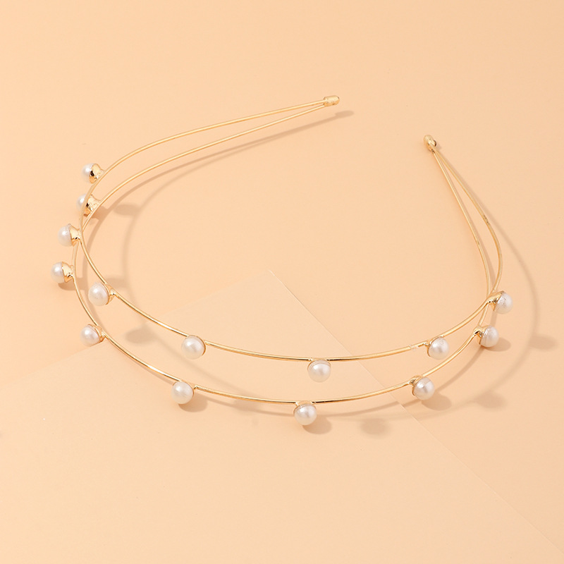 pearl double women wedding metal headbands - Temu Norway