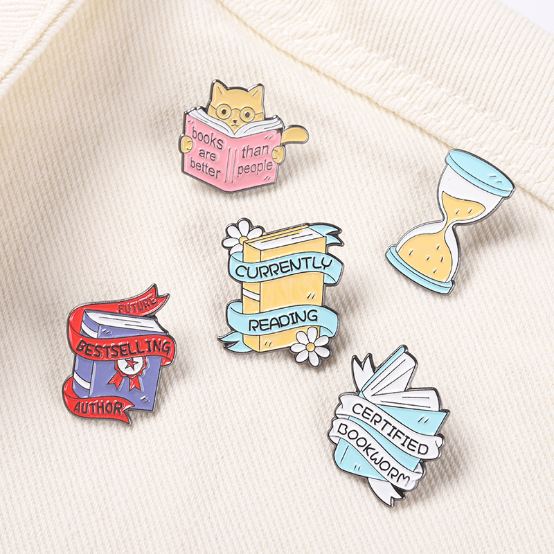 Cartoon Cute Cat Alphabet Book Hourglass Alloy Badge - Temu Malaysia