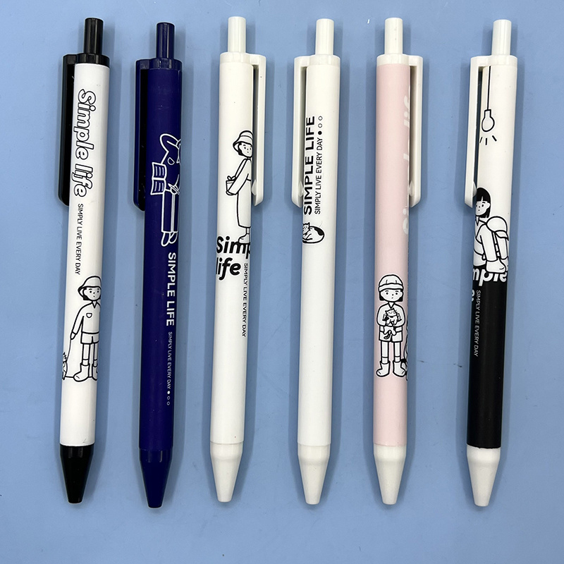 6pcs Retractable Cartoon Graphic Gel Black Ink Rollerball Pens - Office ...