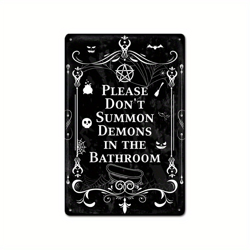 Gothic Bathroom Sign Please Not Demons Funny Dark - Temu Australia