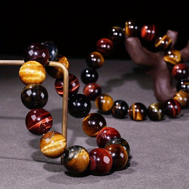 Natural Three color Tiger Eye Black Agate Stone Bracelet - Temu United ...