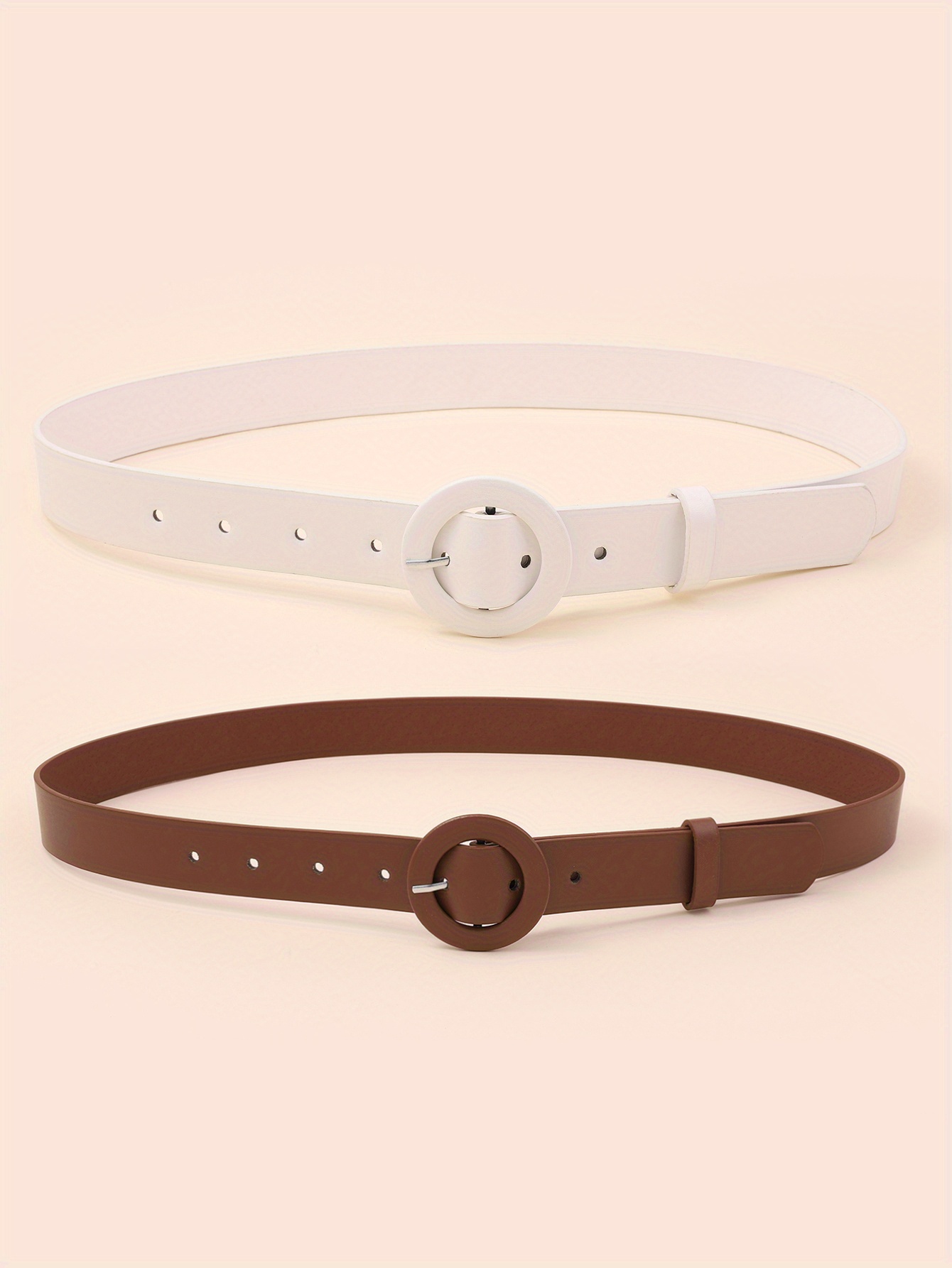 Round Pin Belt Elegant Solid Color Simple Casual - Temu Australia