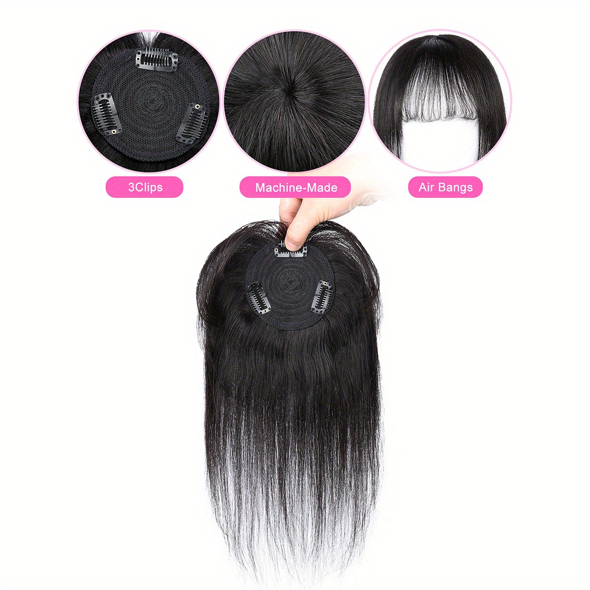 Natural Color Straight Clip in Hair Extensions Bangs Women - Temu Ireland