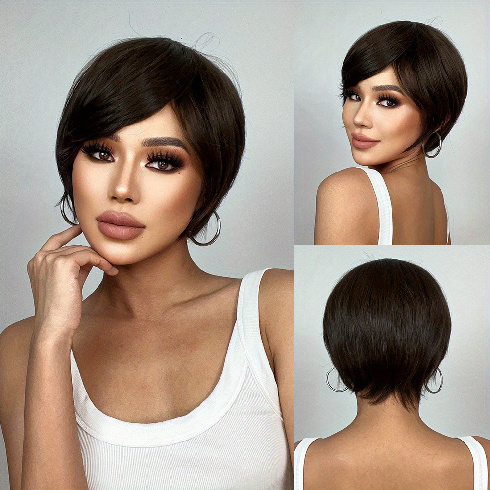 Color Cut Wig Slant Bangs Perfect - Temu Norway