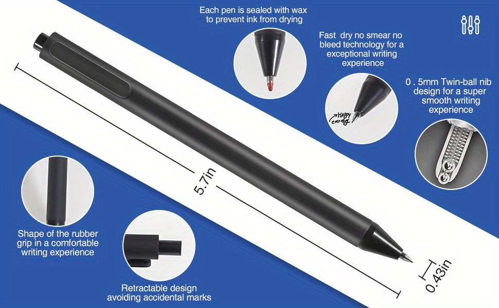 Gel Pens Ink Pens Black Pens Retractable - Temu United