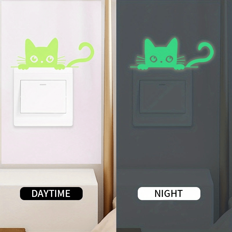 1pcs Luminous Switch Sticker Diy Personalized Luminous Sticker Cute Cat ...