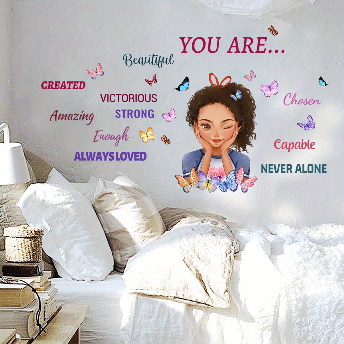 Cartoon Inspirational English Girls Wall Stickers Cartoon - Temu