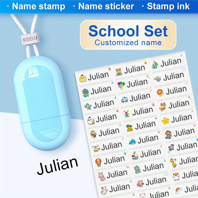 School Set ( Blue Stamp Stickers)customized Personal Name - Temu Ireland