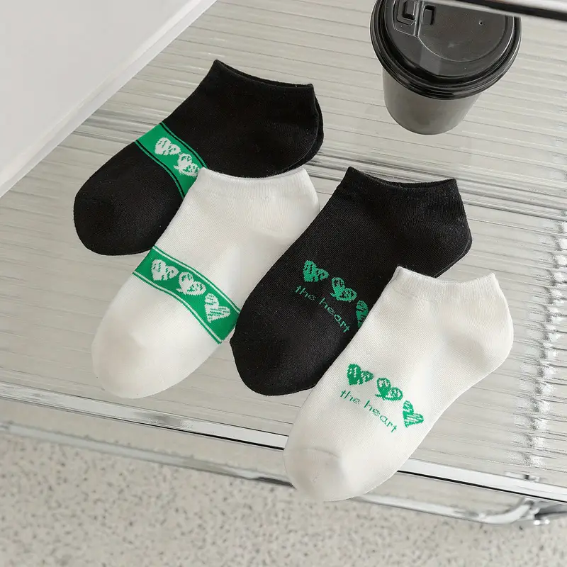 Heart Print Socks Soft Lightweight Low Cut Ankle Socks Temu Australia