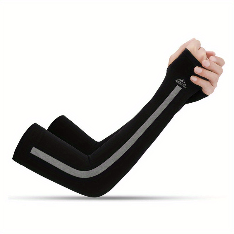 Fingerless Ice Silk Arm Sleeve Unisex Uv Protection Arm Guard For ...