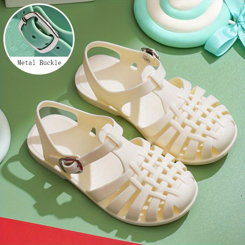 Toddler Girls Lightweight Hollow Closed Toe Flat Sandals - Temu United Kingdom