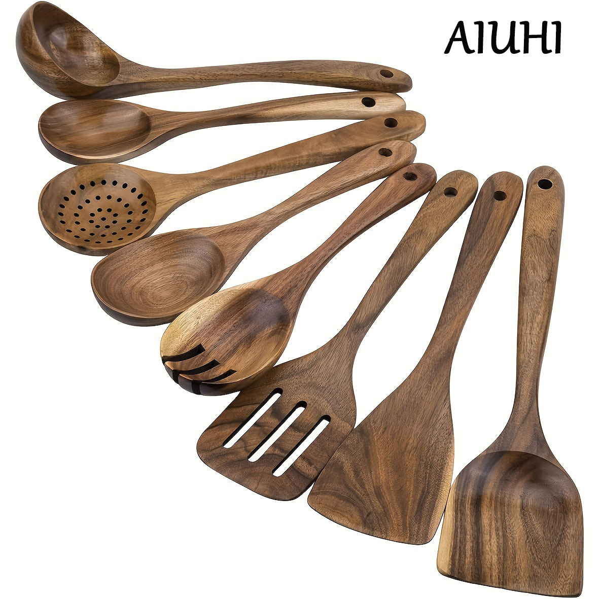 8 Pack Wooden Spoons For Cooking Kitchen Utensils Set Natural Wood ...