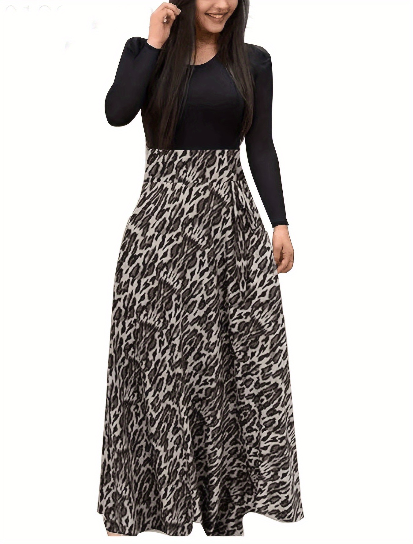 Plus Size Contrast Polka Dot Print Medium Stretch Maxi Dress - Temu Canada