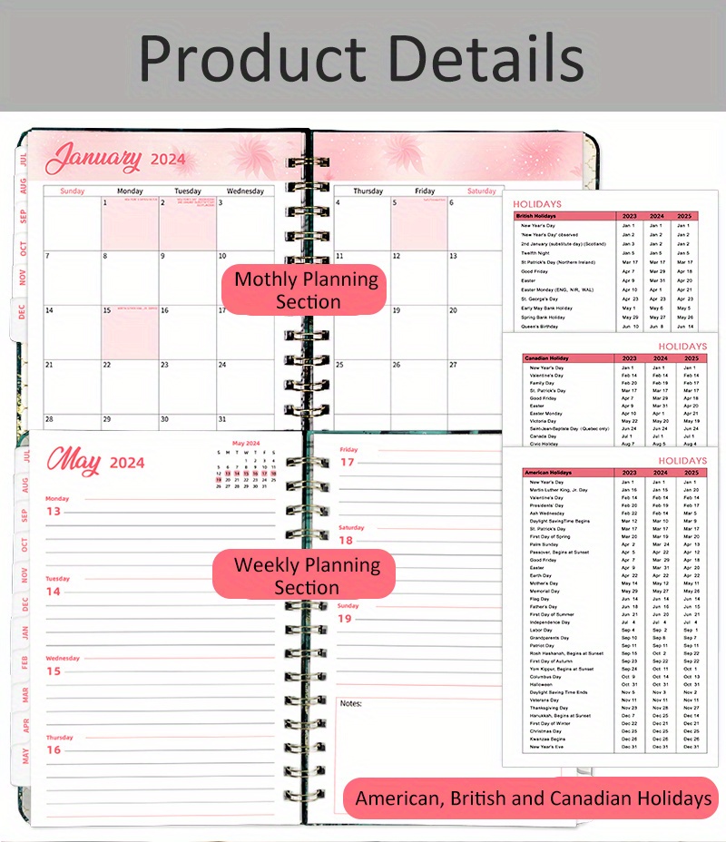 2023 2024 Weekly Planner: Daily Monthly - Temu Canada