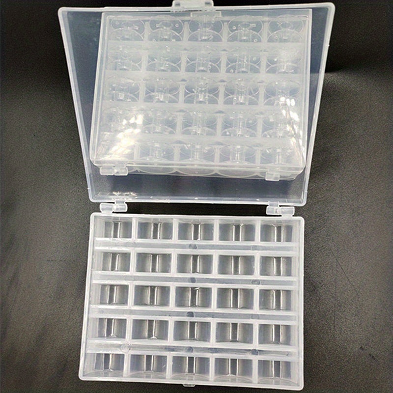 Empty Bobbins Sewing Machine Spools Clear Plastic Case - Temu