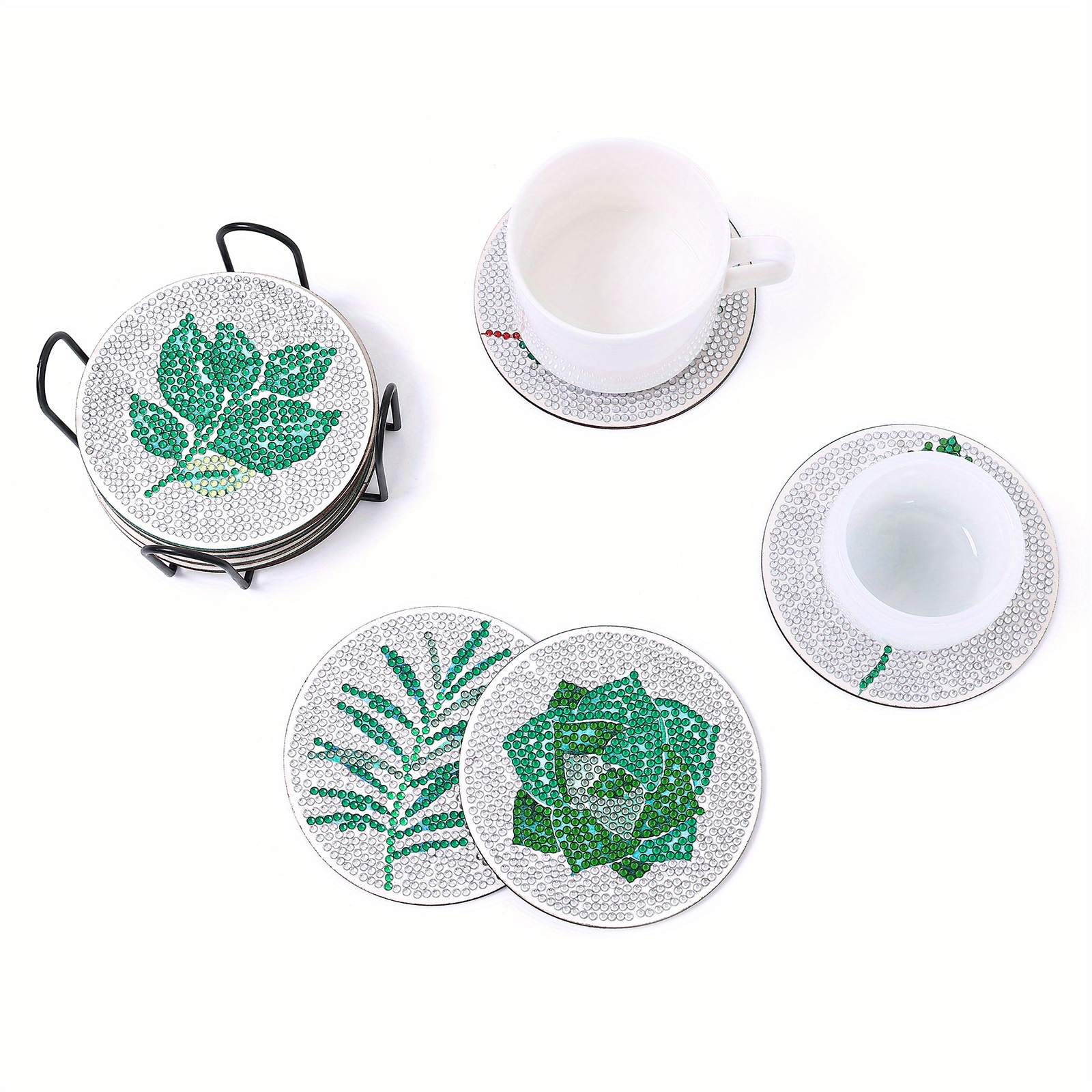 Nordic Artificial Diamond Painting Coaster Plant Shape Diy - Temu ...