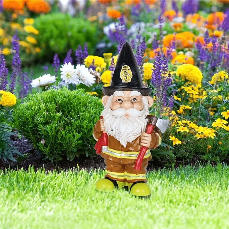 1pc Outdoor Gnome Statue Fireman Resin Crafts Ornaments - Temu United ...