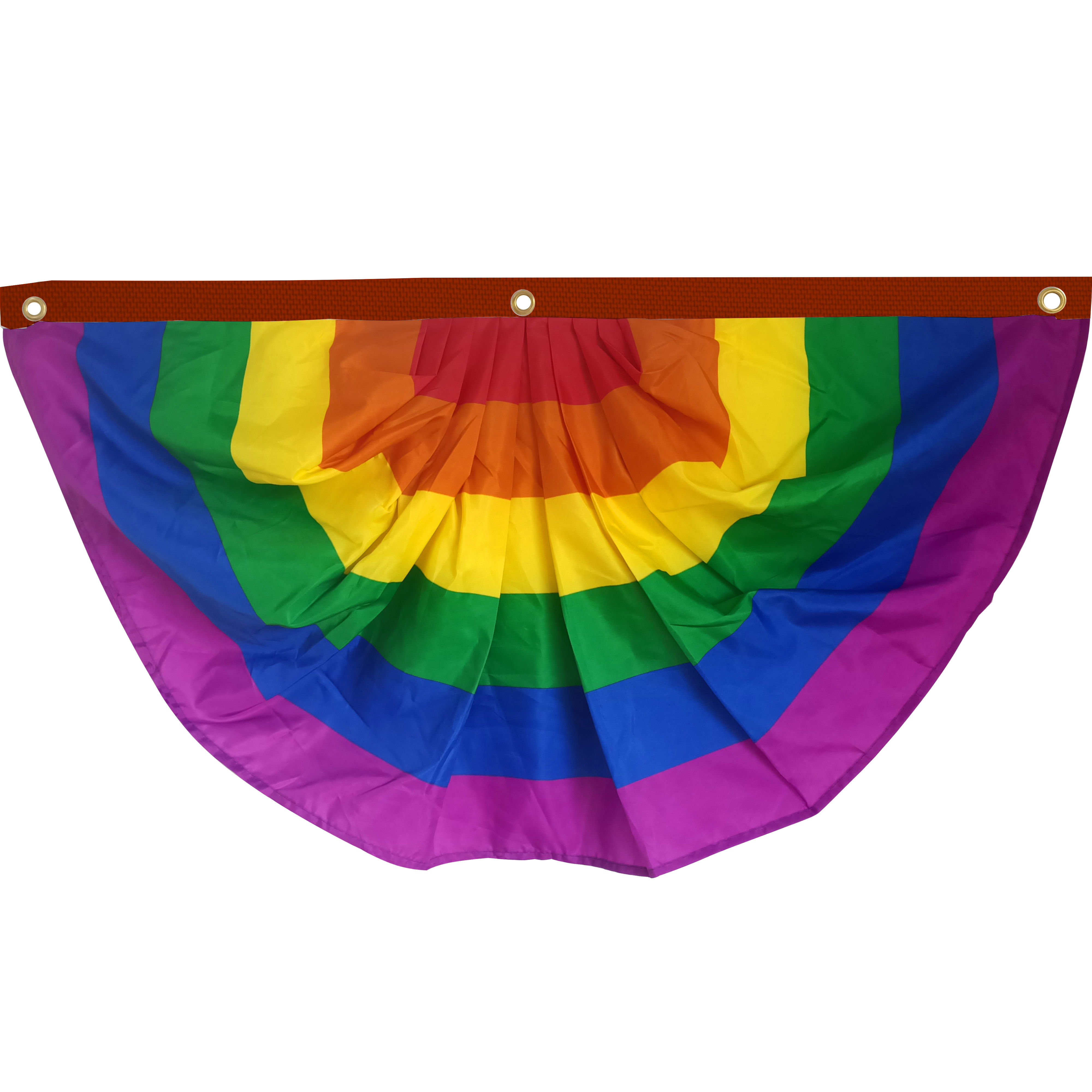Rainbow Pleated Fan Bunting Polyester Flag Outdoor Garden - Temu New ...