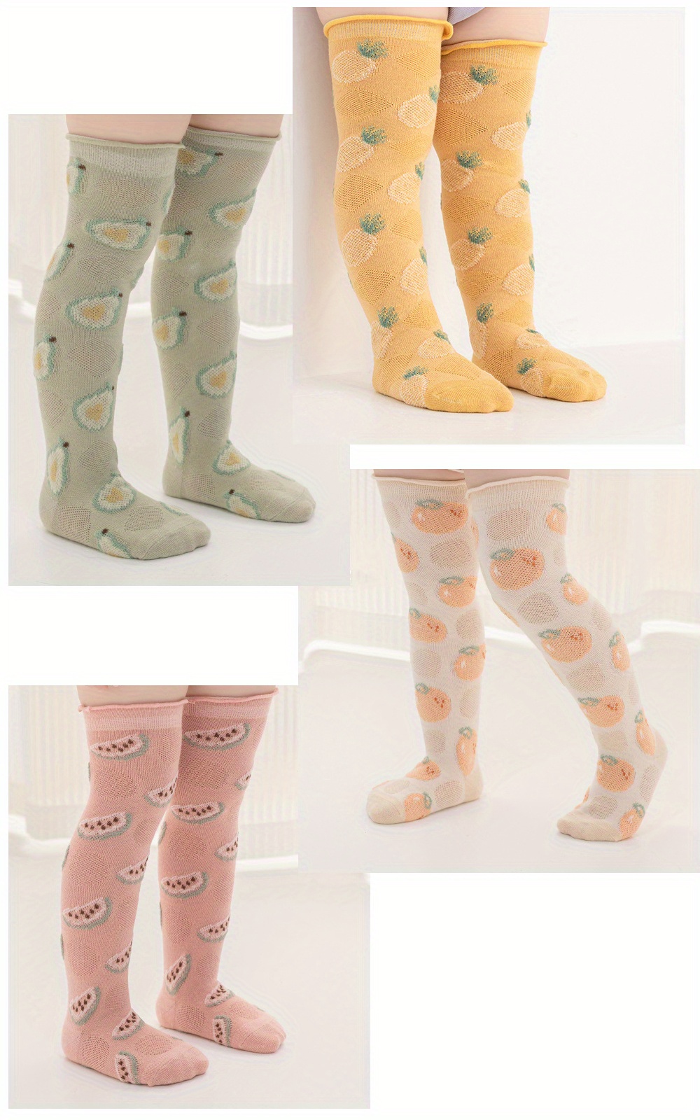 5pairs Baby Girls Mesh Breathable Long Knee High Socks Cute - Temu ...