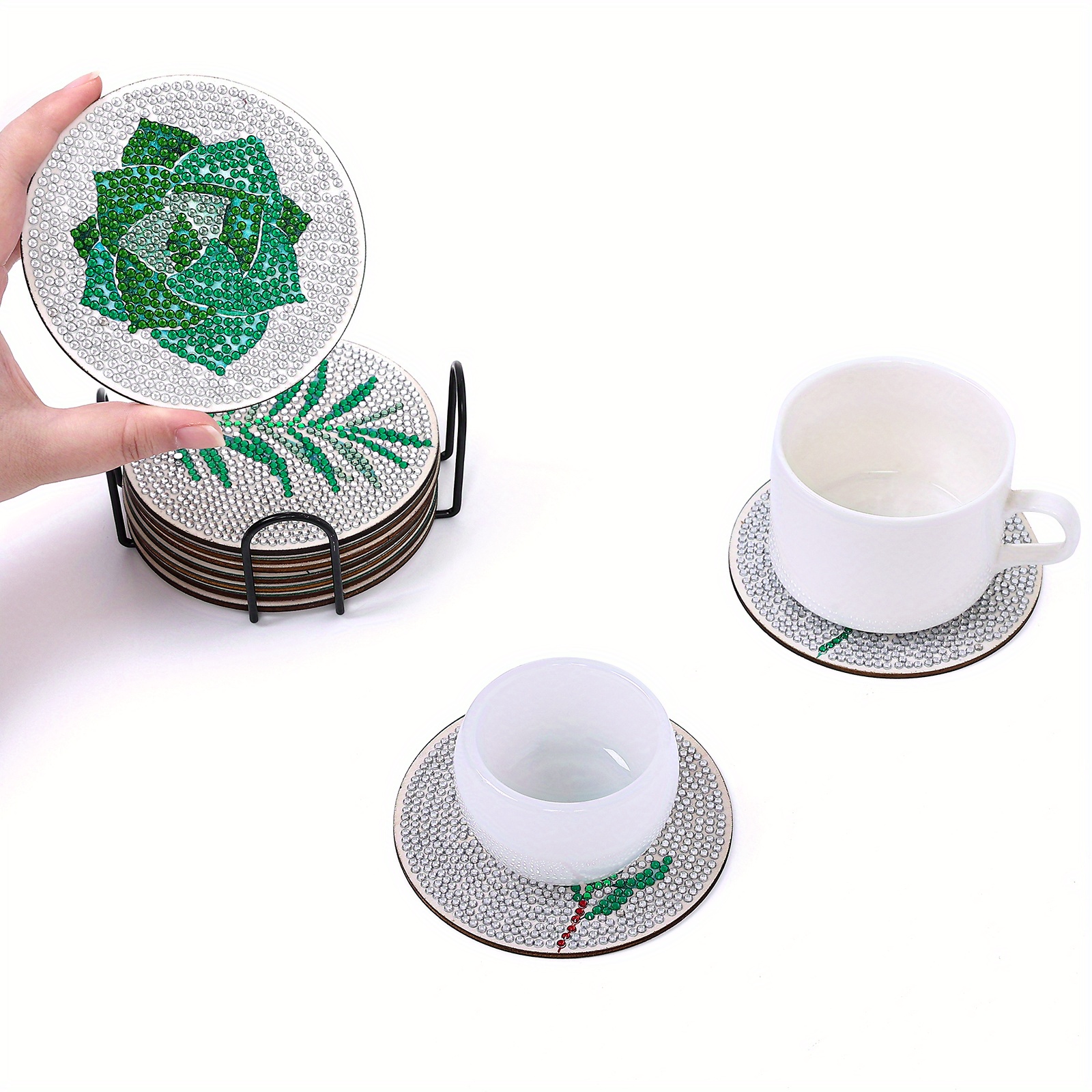 Nordic Artificial Diamond Painting Coaster Plant Shape Diy - Temu ...