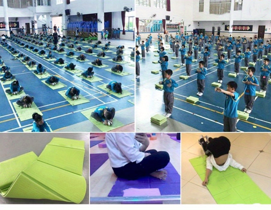 מחצלת יוגה ניידת מונעת החלקה לכושר פנימי וחיצוני - מעובה ומתקפלת לאחסון ...