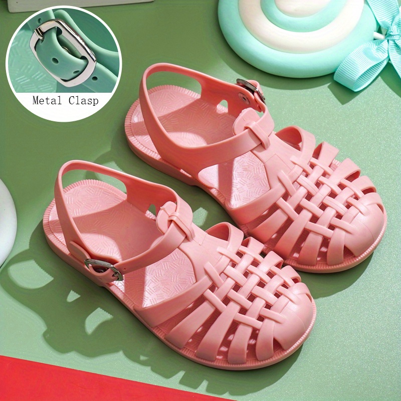 Toddler Girls Lightweight Hollow Closed Toe Flat Sandals - Temu United Kingdom