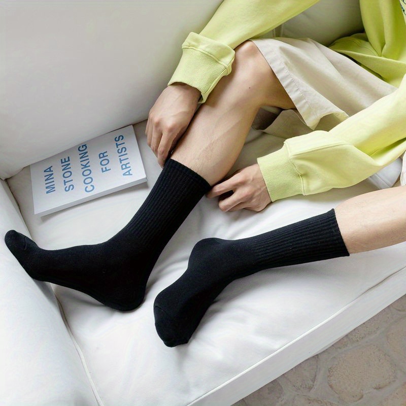 Long Tube Socks Black White Literary Style Casual Unisex - Temu United