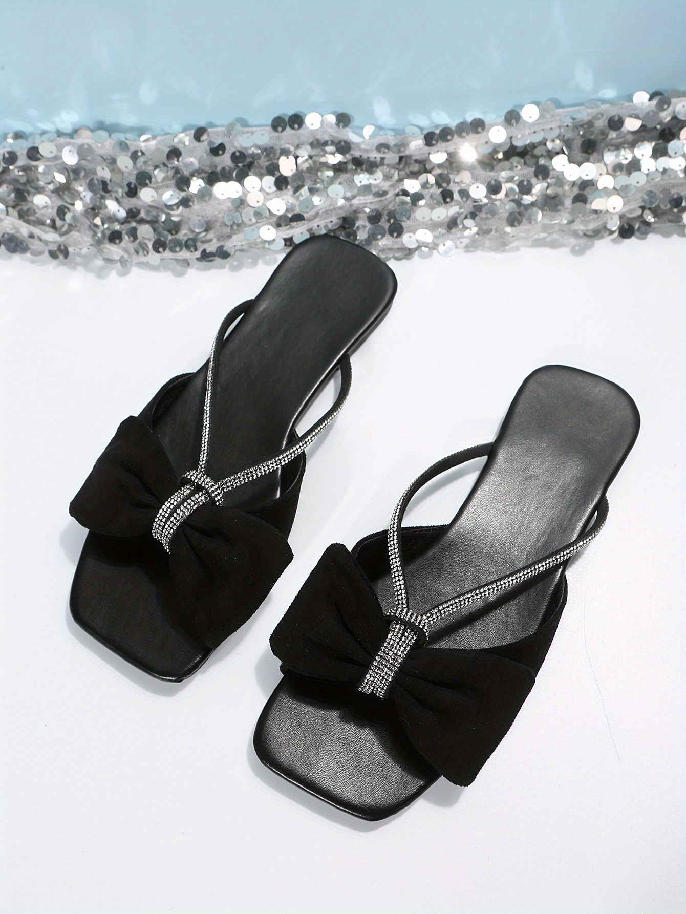 women's decor slide sandals trendy square toe bow - Temu New Zealand