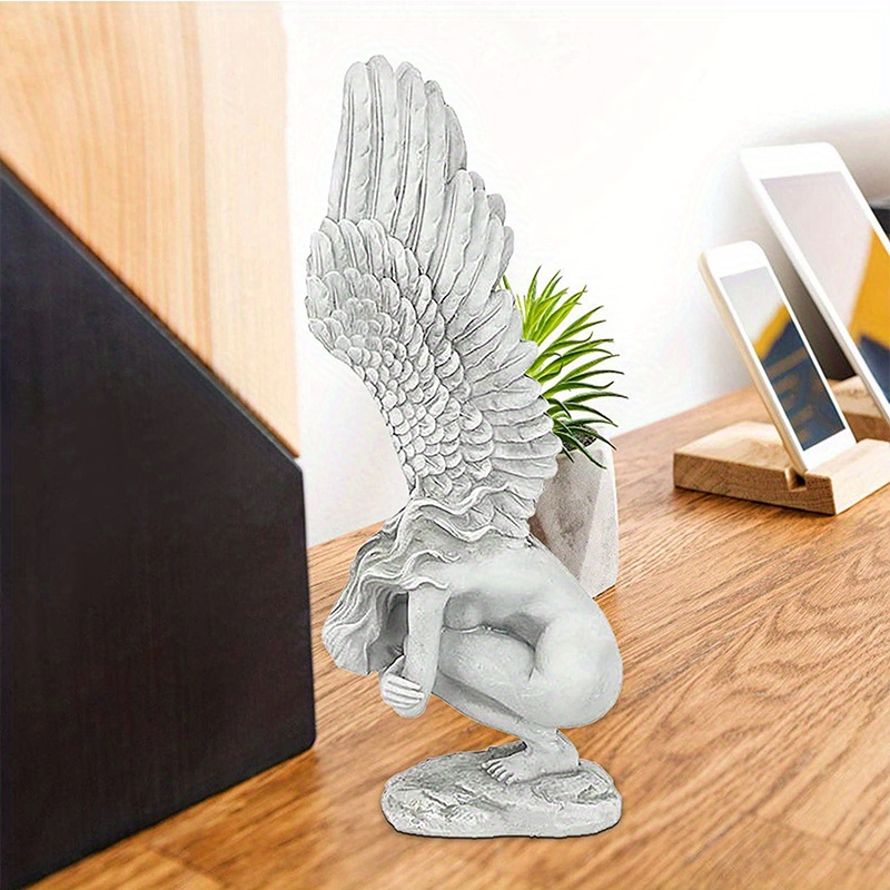 Squatting Angel Garden Statue Resin Ornament Decoration - Temu