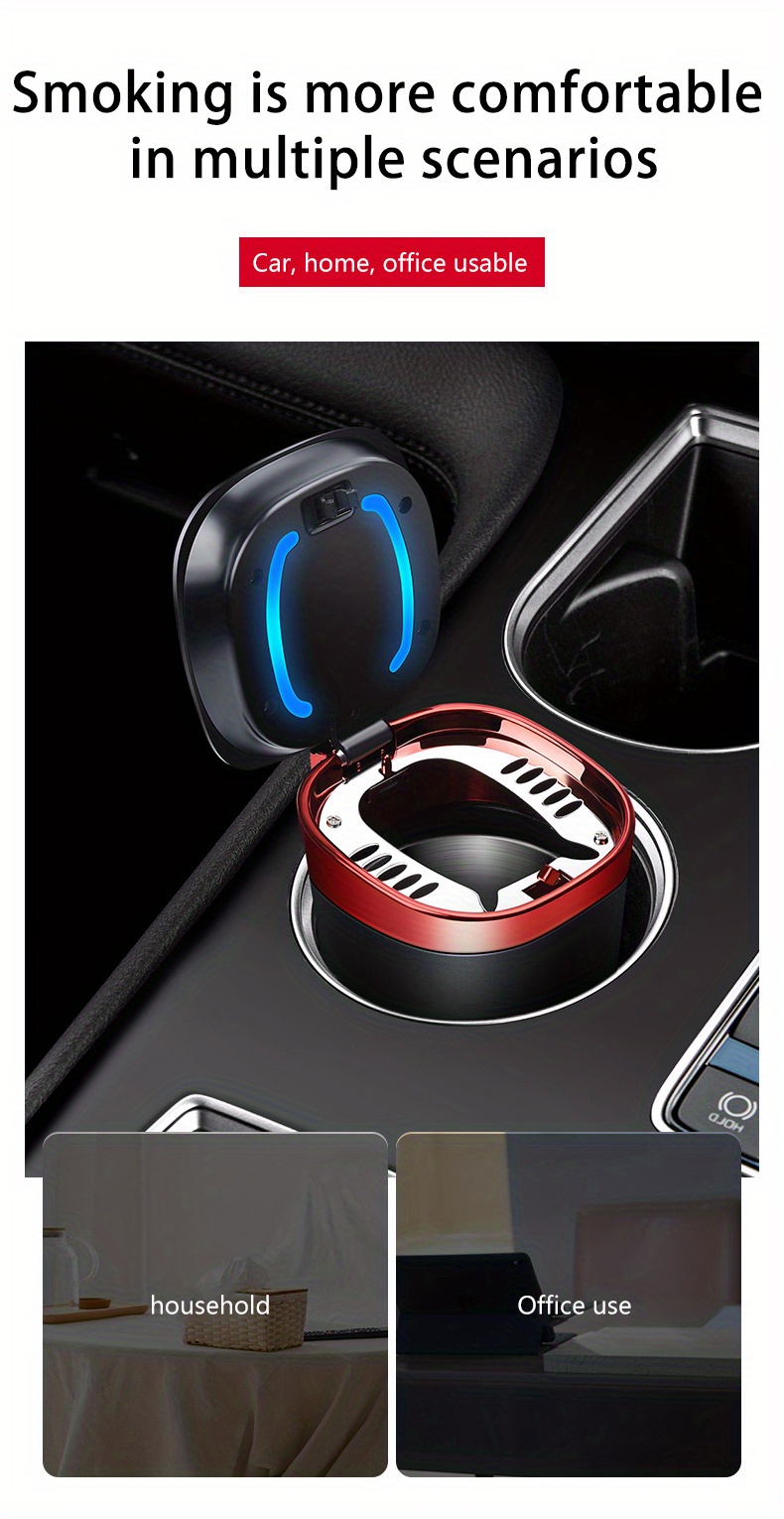 Car Ashtray Lid Smell Proof Mini Car Trash - Temu