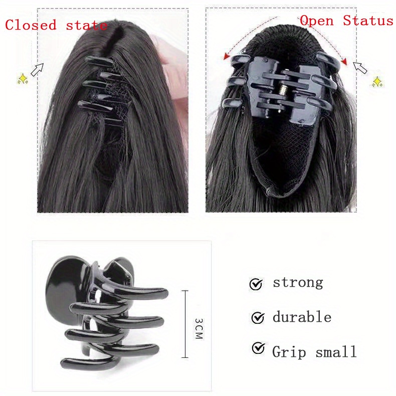 Ombre Color Straight Ponytail Extensions Mini Claw Clip In - Temu