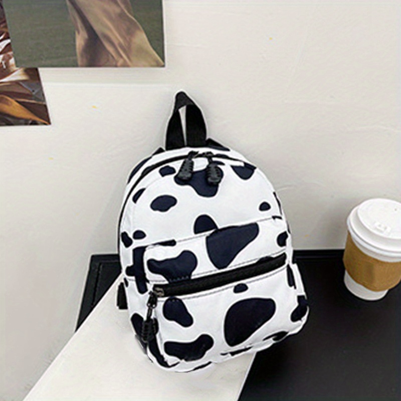 Fashion Cute Cow Pattern Backpack Casual Canvas Small - Temu