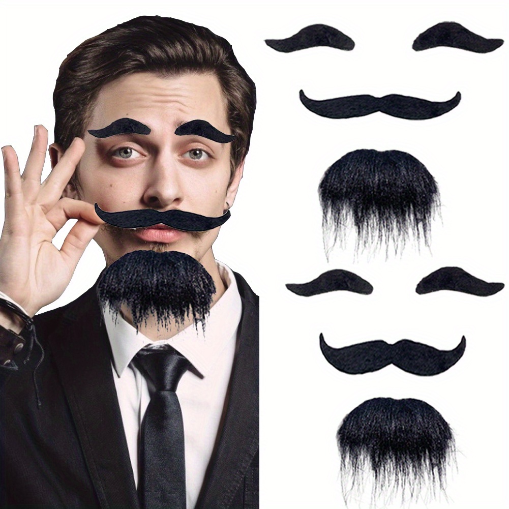 2pcs Big Fake Mustaches Self Adhesive Fake Mustache Set Novelty ...