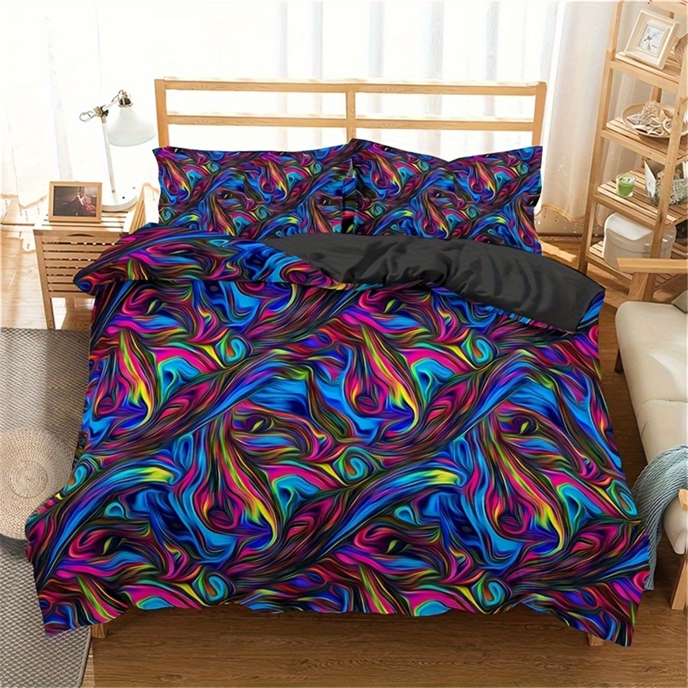 Psychedelic Duvet Cover Set Soft Breathable - Temu Australia